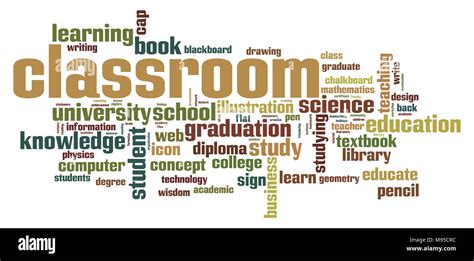 Classroom Word Cloud Concept On White Background 3d Rendering Stock