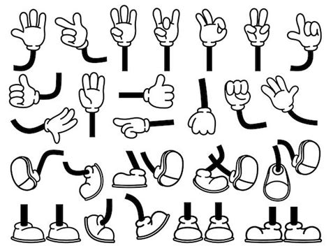 复古美式卡通动画手部脚部矢量图设计素材