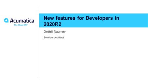 Developer Webinar Series Acumatica Cloud ERP