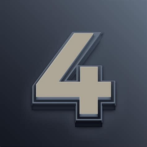Premium Vector Cement Tone 3d Number 4 Icon With Editable Gray Background