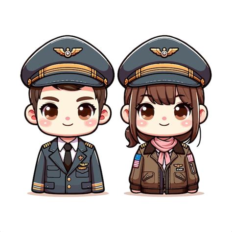 Premium Vector Male And Female Cute Pilot Characters In Cartoon Style Illustration Simple