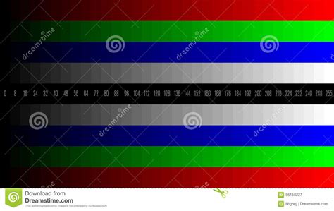 8k 7680x4320 Tv Rgb Gradient Television Test Pattern To Adjust The Screen Tint 0 255 Stock
