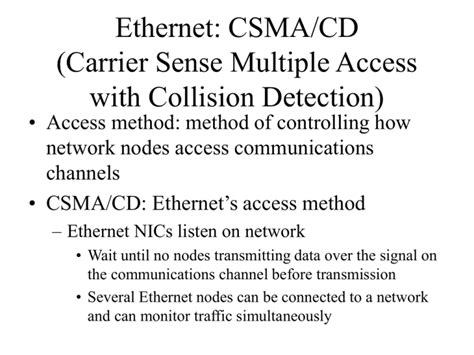 Ethernet Csmacd Carrier Sense Multiple Access With Collision