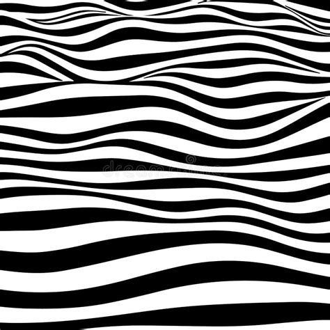 Abstract Striped Wavy Background Black And White Curved Lines Stock