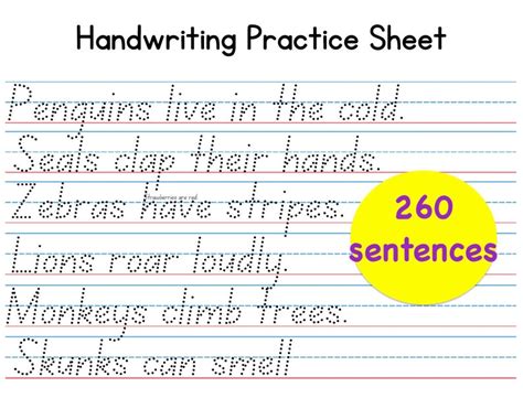 Handwriting Practice Worksheets Sentences For 1st 3rd Grade Pdf