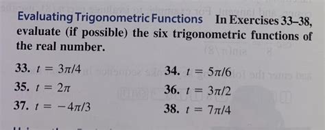 Solved Evaluating Trigonometric Functions In Exercises Chegg