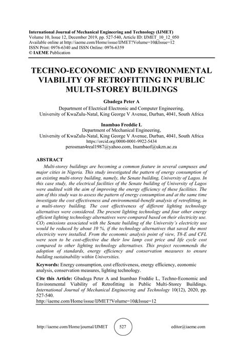 Pdf Techno Economic And Environmental Viability Of Retrofitting In Public Multi Storey Buildings