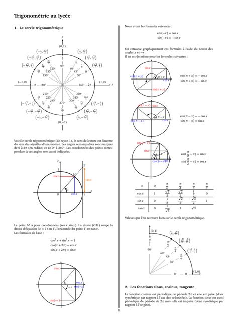 Form Lycee Trigo Download Free Pdf Trigonométrie Géométrie