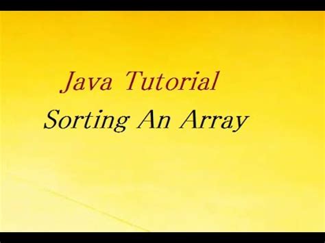 Java Program To Sort Array In Ascending Order YouTube