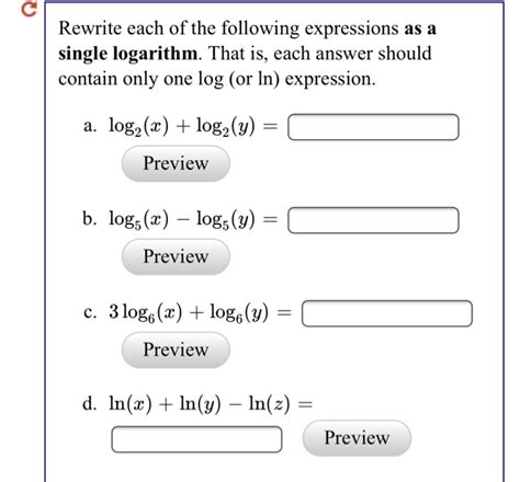 Solved Rewrite Each Of The Following Expressions As A Single