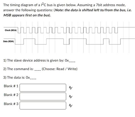 Solved The Timing Diagram Of An I2c Bus Is Given Below Assuming A 7