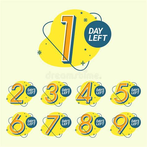 Set Of Number Days Left Countdown Template For Promotion Stock Vector