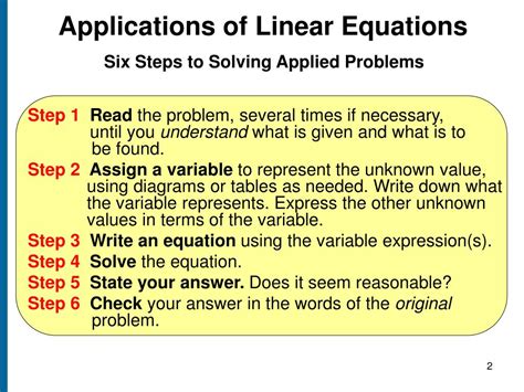 Ppt Applications Of Linear Equations Powerpoint Presentation Free