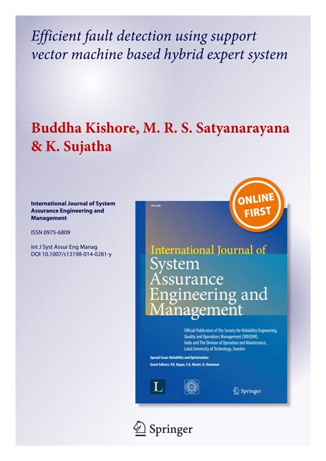 Pdf Efficient Fault Detection Using Support Vector Machine Based Hybrid Expert System