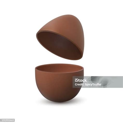 초콜릿 달걀 두 반쪽 전통적인 부활절 치킨 달걀 디저트 우유와 카카오 아이 과자 흰색 그림에 고립 된 깜짝 벡터사탕 깨진 사실적인 달걀 껍질 달걀에 대한 스톡 벡터 아트 및