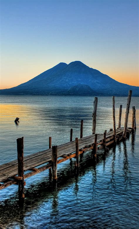 Lago De Atitlan E Vulcão Toliman Guatemala América Central