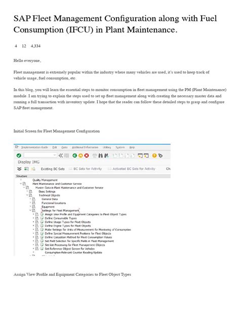 Sap Fleet Management With Fuel Consumption Ifcu Pdf Filling Station Engines
