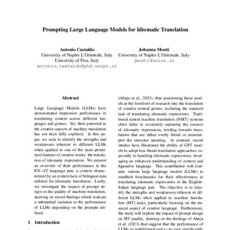 Prompting Large Language Models For Idiomatic Translation Acl Anthology