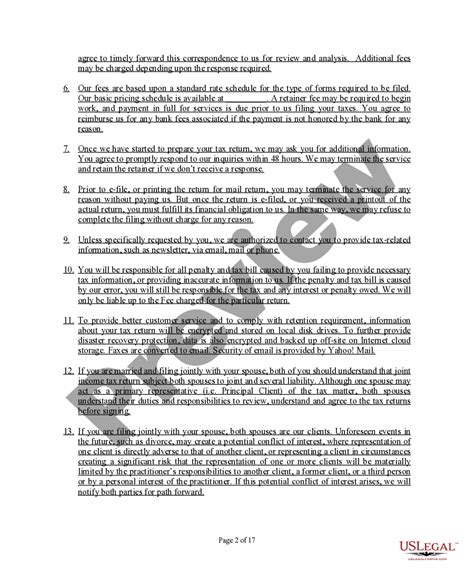 Tax Preparer Disclosure And Service Agreement Us Legal Forms