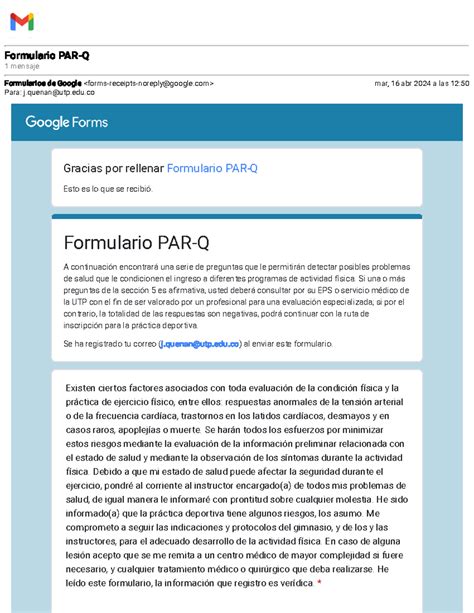 Gmail Formulario Par Q Formulario Par Q 1 Mensaje Formularios De