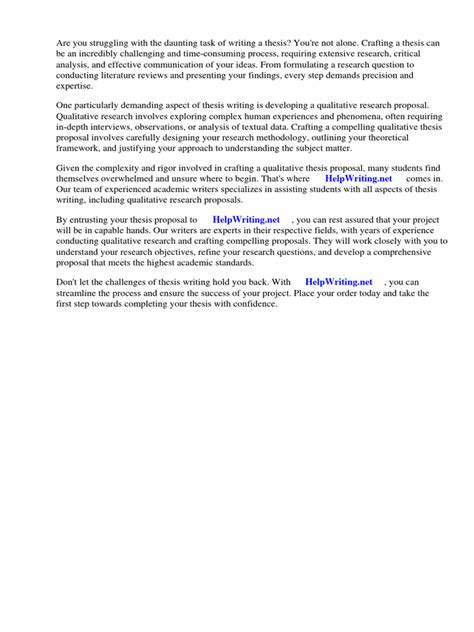 A Sample Qualitative Thesis Proposal Pdf Thesis Qualitative Research