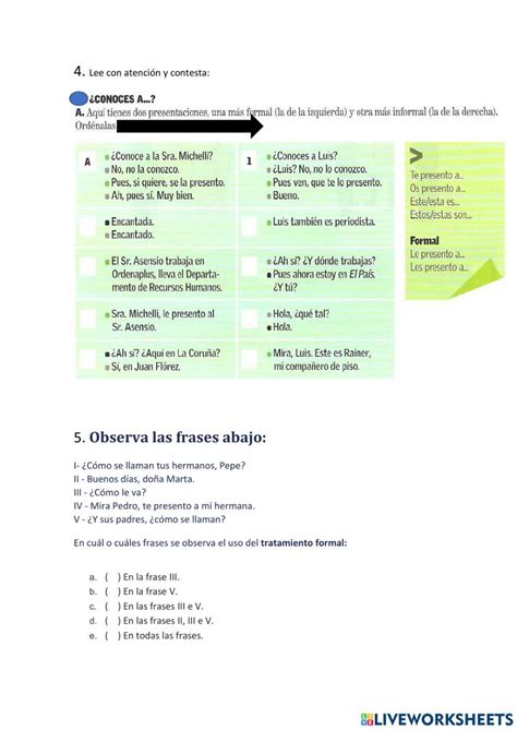 Tratamiento Formal E Informal Online Exercise For Live Worksheets