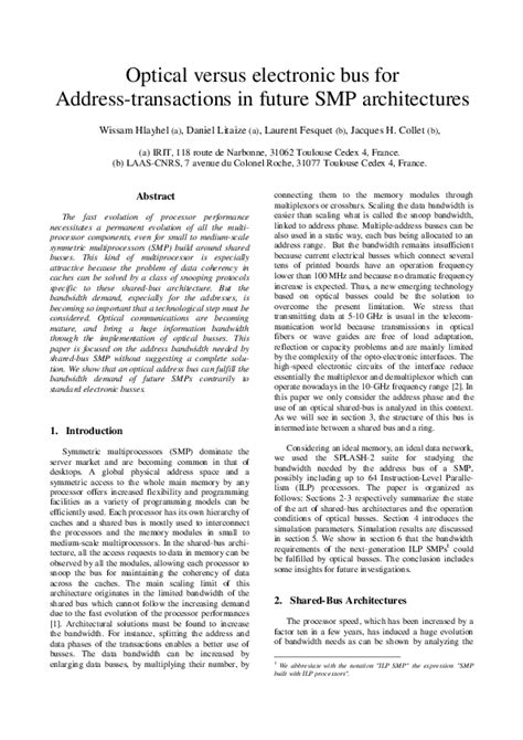 Pdf Optical Versus Electronic Bus For Address Transactions In Future Smp Architectures
