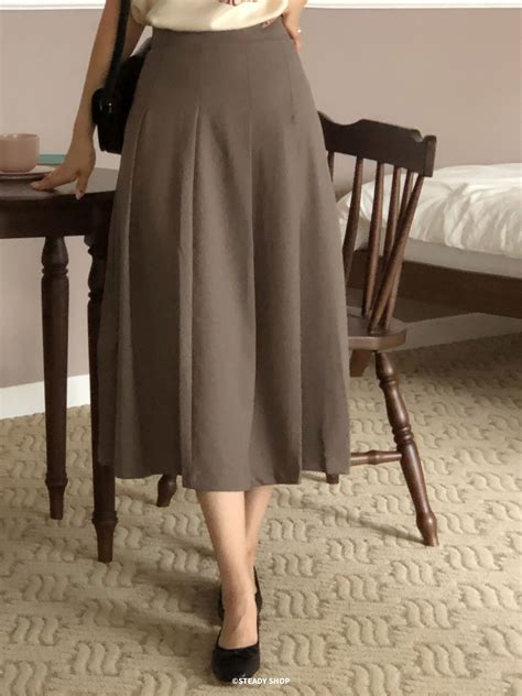 스테디 데일리템오피스룩추천sm4colors 묘즈 롱스커트 플리츠스커트 스커트 롱치마 치마