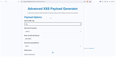 Github Webpro255xss Payload Generator A Customizable Xss Payload