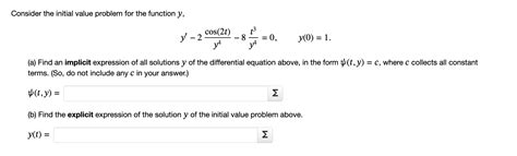 Solved Consider The Initial Value Problem For The Function Chegg