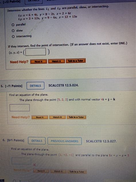 solved [ 2 points determine whether the lines l1 and l2 are