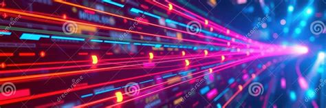 Colorful Digital Lines Create An Abstract Representation Of Data Flow And Technology At Night