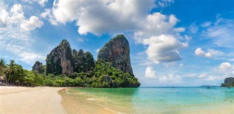 Playa Railay En Tailandia Provincia De Krabi Vista Aérea De Las