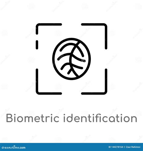 Outline Biometric Identification Vector Icon Isolated Black Simple Line Element Illustration