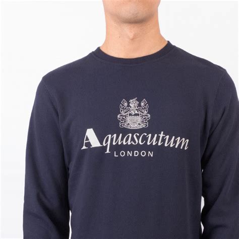 Aquascutum Active Big Logo Fleece Crew Sweatshirt Oxygen Clothing