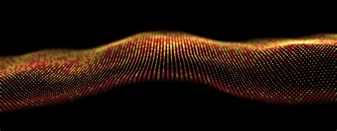 추상 금 입자 배경입니다 점 풍경이 있는 흐름 파 디지털 데이터 구조 미래의 메시 또는 사운드 그리드 패턴 점 시각화 기술 벡터 그림 0명에 대한 스톡 벡터 아트 및 기타