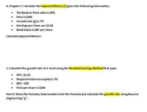 Solved Chapter Calculate The Expected Return Given Chegg