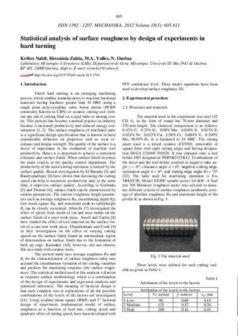 pdf statistical analysis of surface roughness by design of