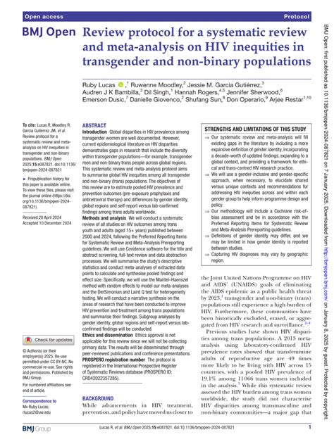 Pdf Review Protocol For A Systematic Review And Meta Analysis On Hiv Inequities In Transgender