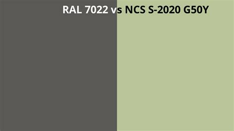 Ral 7022 Vs Ncs S 2020 G50y Ral Colour Chart Uk