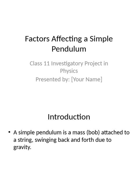 Class11pendulumproject Pdf Pendulum Oscillation