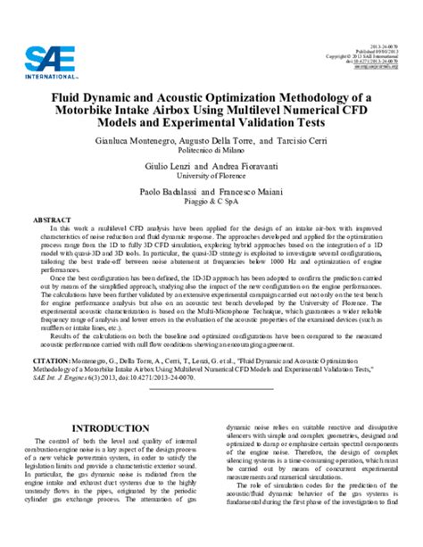 pdf fluid dynamic and acoustic optimization methodology of a