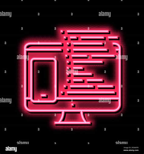 Coding Phone Application On Computer Neon Glow Icon Illustration Stock Vector Image And Art Alamy