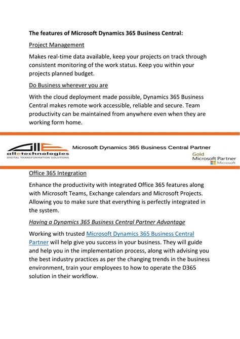 PPT Microsoft Dynamics 365 Business Central Partners PowerPoint Presentation ID 10305574
