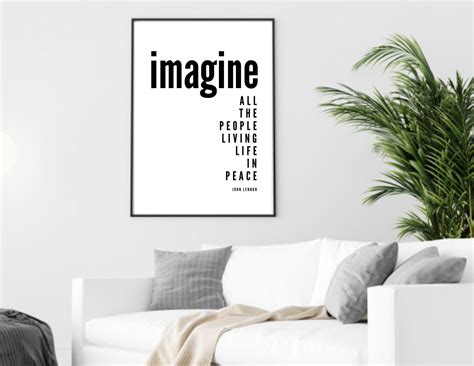 Imagine Lyrics John Lennon Song Lyric Print Inspirational
