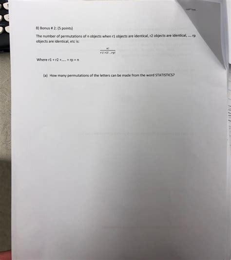 Solved 8 Bonus 2 5 Points The Number Of Permutations Of