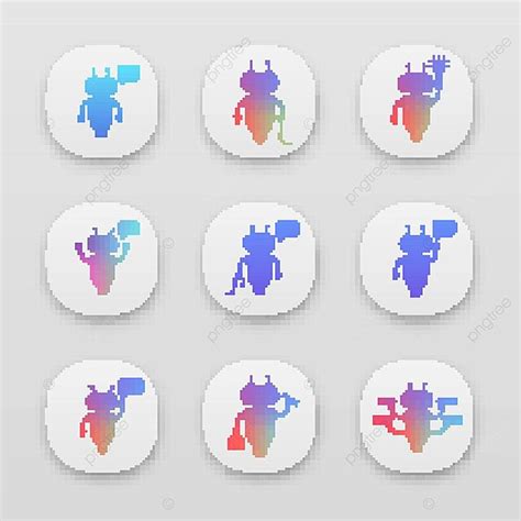 chatbots app icons set industry ux set vector industry ux set png