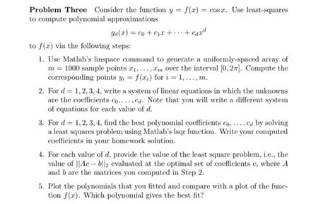 solved problem three consider the function y f x cosx use