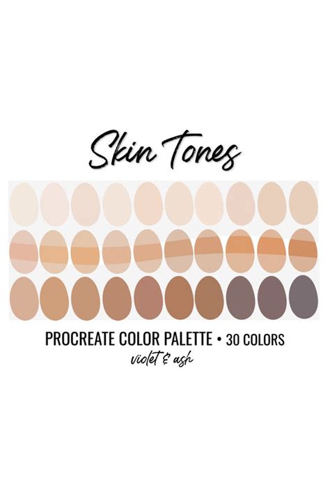Skin Tones Procreate Palette Color Chart Photoshop Swatches Ipad