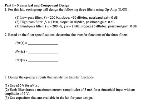Solved Part I Numerical And Component Design For This Chegg
